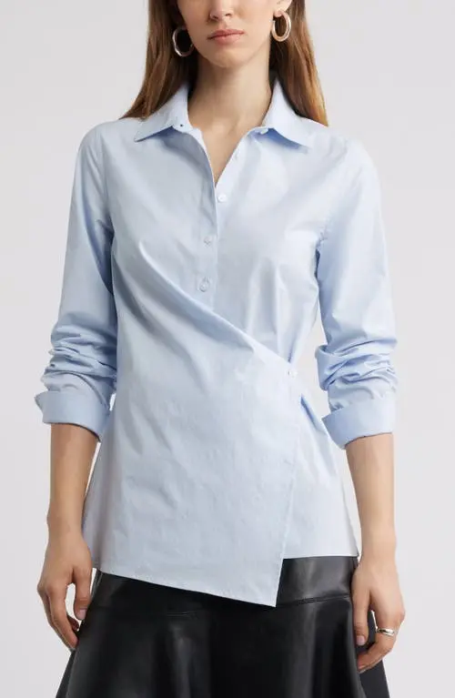 Nordstrom Long Sleeve Wrap Button-up Shirt - Blue Dusk
