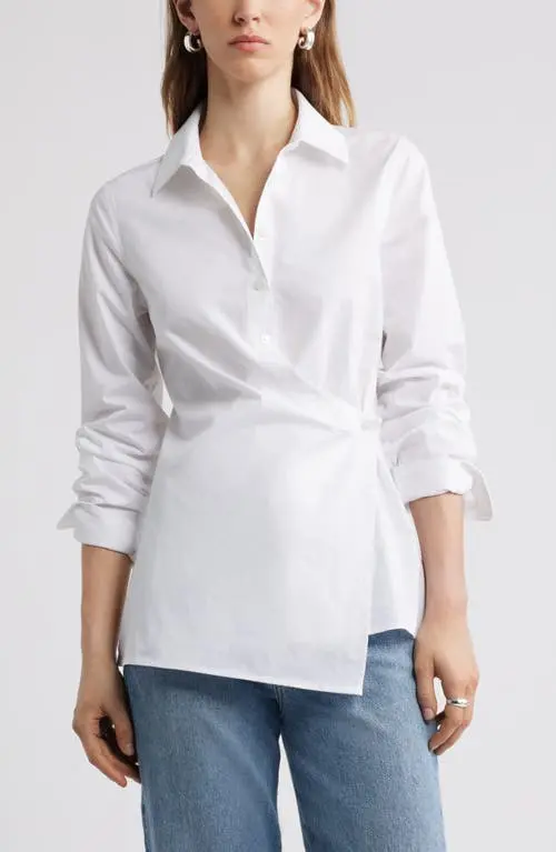 Nordstrom Long Sleeve Wrap Button-up Shirt - White
