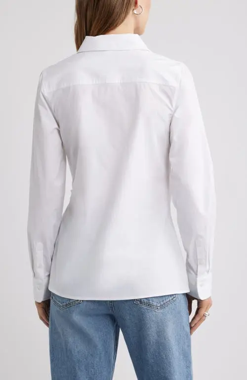 Nordstrom Long Sleeve Wrap Button-up Shirt - White
