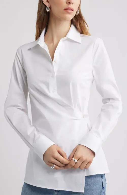 Nordstrom Long Sleeve Wrap Button-up Shirt - White