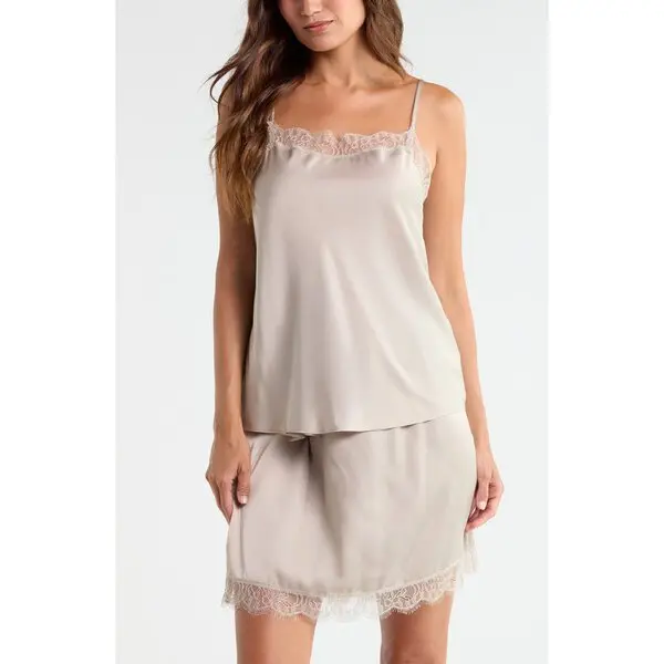 Nordstrom Scalloped Lace Trim Square Neck Camisole - Beige String