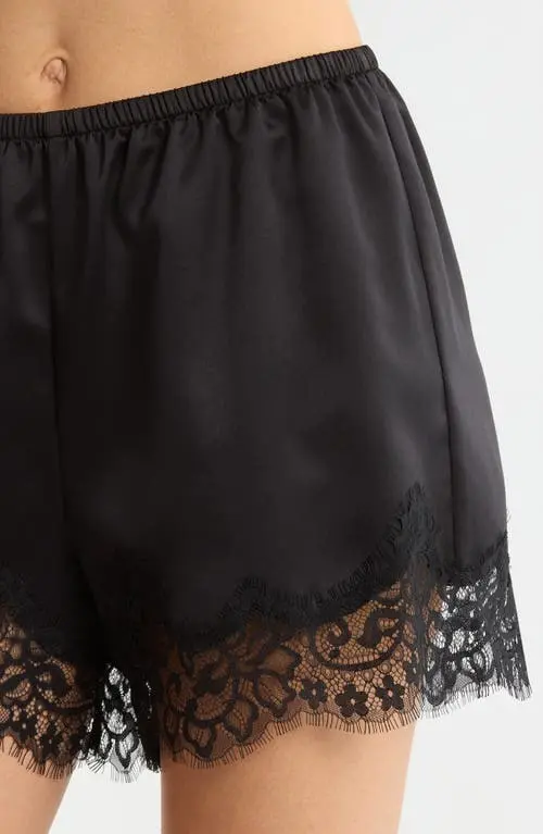 Nordstrom Lace Trim Satin Shortie Pajamas - Black