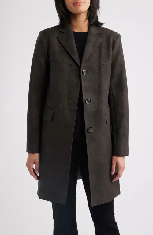 Sam Edelman Faux Leather Coat - Dark Brown