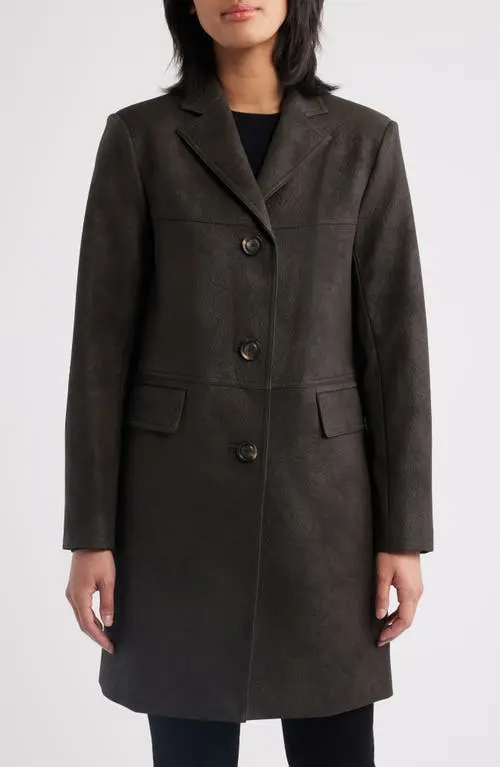 Sam Edelman Faux Leather Coat - Dark Brown