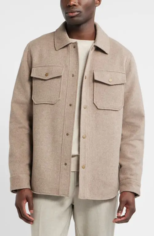 Nordstrom Wool Blend Shirt Jacket - Oatmeal Heather