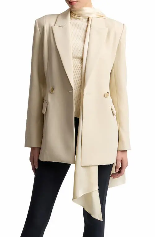Avec Les Filles Sculpted Stretch Jacket With Detachable Scarf