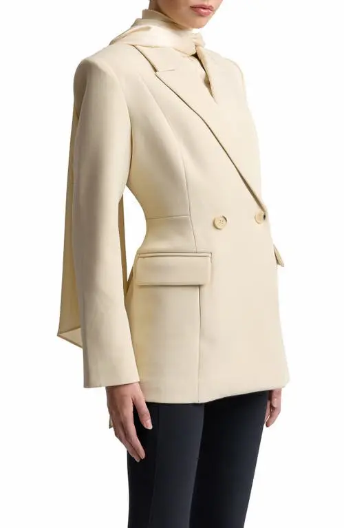 Avec Les Filles Sculpted Stretch Jacket With Detachable Scarf
