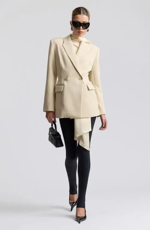Avec Les Filles Sculpted Stretch Jacket With Detachable Scarf