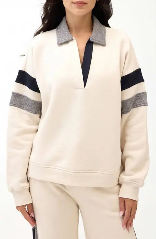 THREADS 4 THOUGHT Lourdes Colorblock Fleece Sweatshirt - Tapioca/heather Grey
