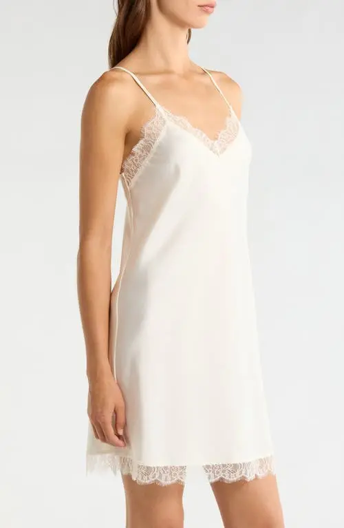 Nordstrom Scalloped Lace Trim Satin Slip - Ivory Egret