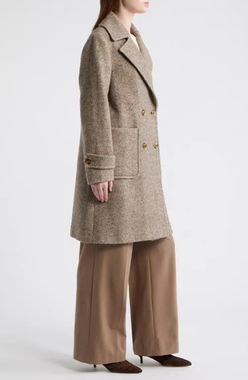 Bcbgmaxazria Double Breasted Wool Blend Herringbone Coat