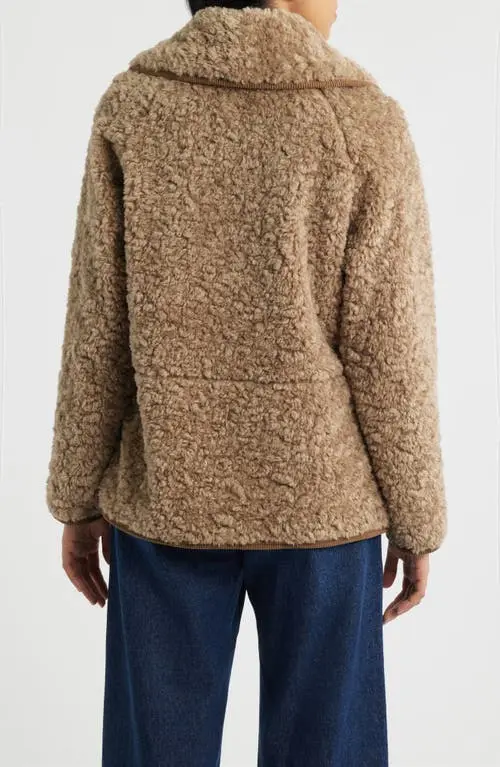 Lucky Brand Cozy Patch Pocket Faux Shearling Jacket - Mushroom