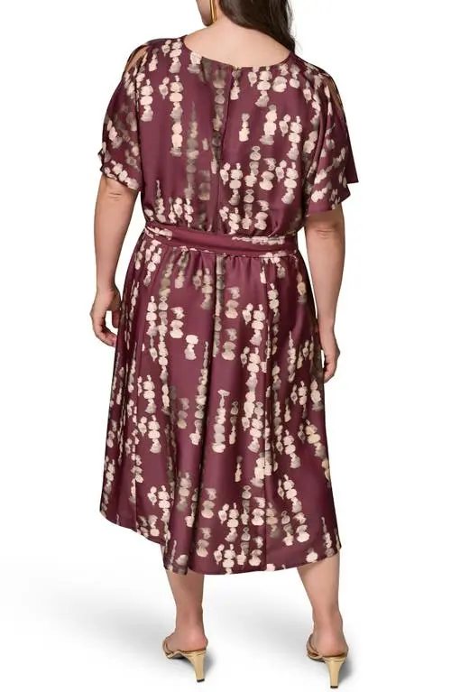 Donna Karan New York Print Stretch Satin Midi Dress