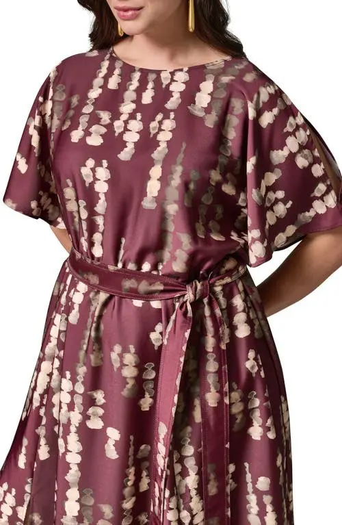 Donna Karan New York Print Stretch Satin Midi Dress