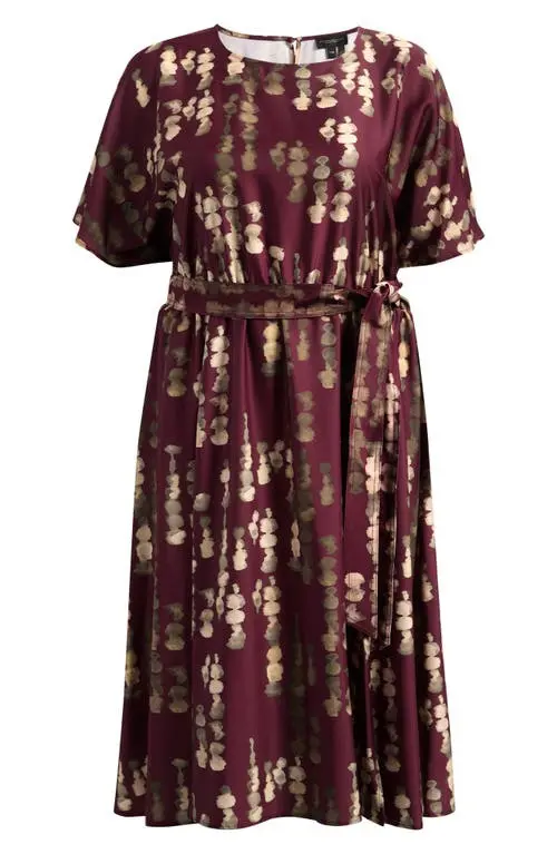 Donna Karan New York Print Stretch Satin Midi Dress