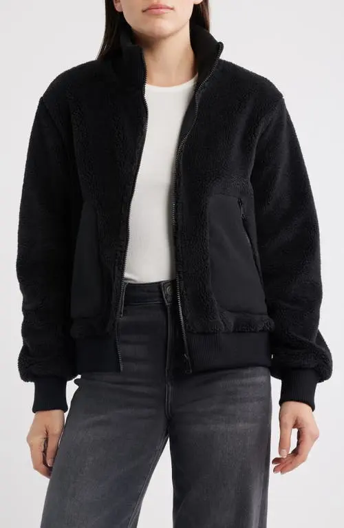 Bernardo Fleece Bomber Jacket - Black