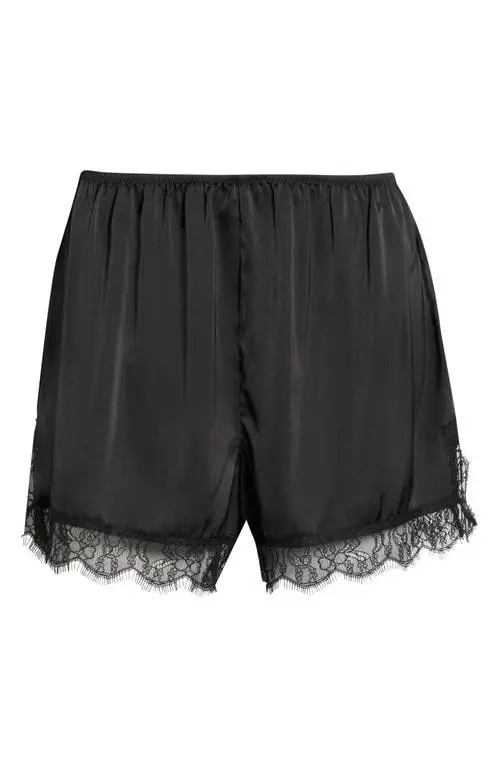 Nordstrom Scalloped Lace Trim Satin Tap Shorts - Black