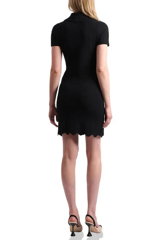 Avec Les Filles Rib Knit Polo Minidress