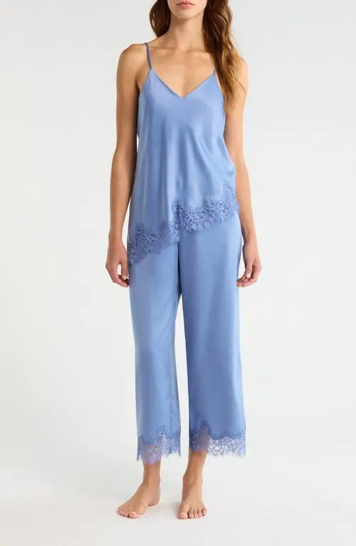 Nordstrom Lace Trim Satin Pajamas - Blue Beyond
