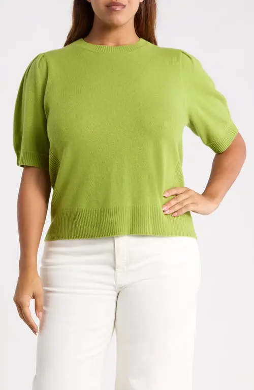 Caslon Puff Sleeve Wool & Cashmere Sweater - Olive Bean