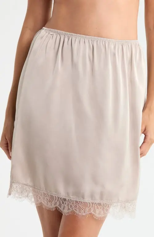Nordstrom Scalloped Lace Trim Satin Slip Skirt - Beige String