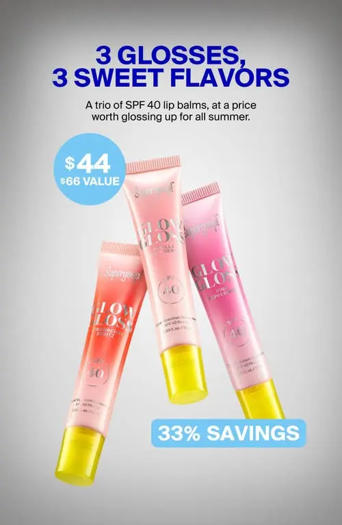Supergoop!® Glow Trip Lip Balm Spf 40 Trio $66 Value