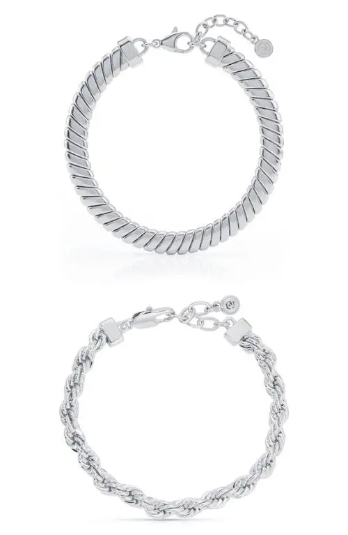 Ettika Set Of 2 Twisted Bracelets - Silver