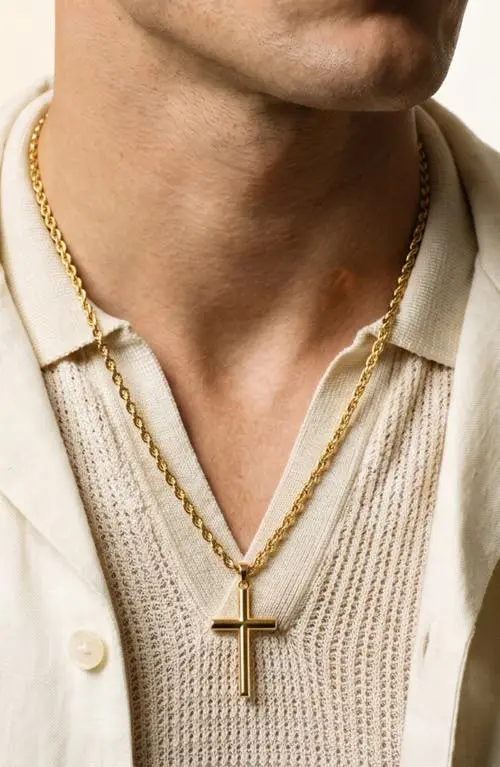 Argento Vivo Cross Pendant Necklace - Gold