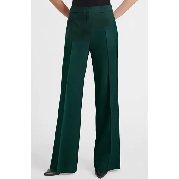 Santorelli Camila Wide Leg Pant In Soft Stretch Twill - Evergreen