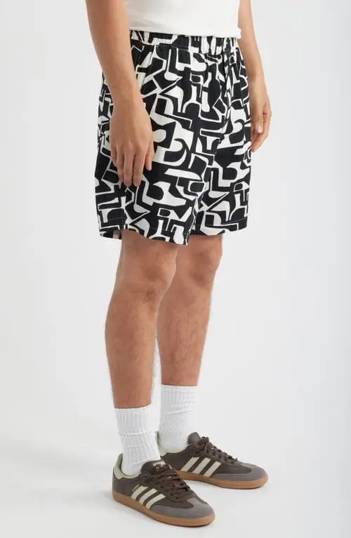 WAX LONDON Kurt Squiggle Geo Cotton & Linen Shorts