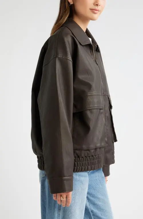 Bp. Relaxed Faux Leather Jacket - Brown