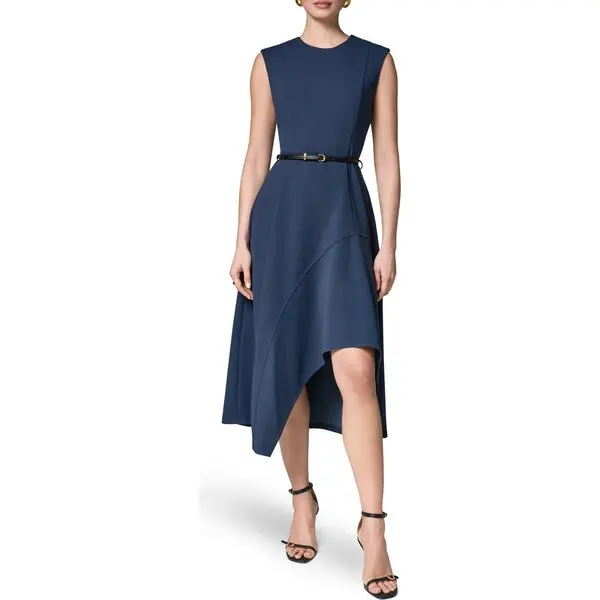 Donna Karan New York Belted Flounce Stretch Dress - Night Sky