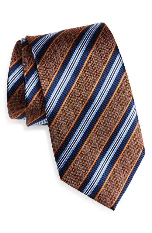 Nordstrom Stripe Silk Jacquard Neck Tie - Orange