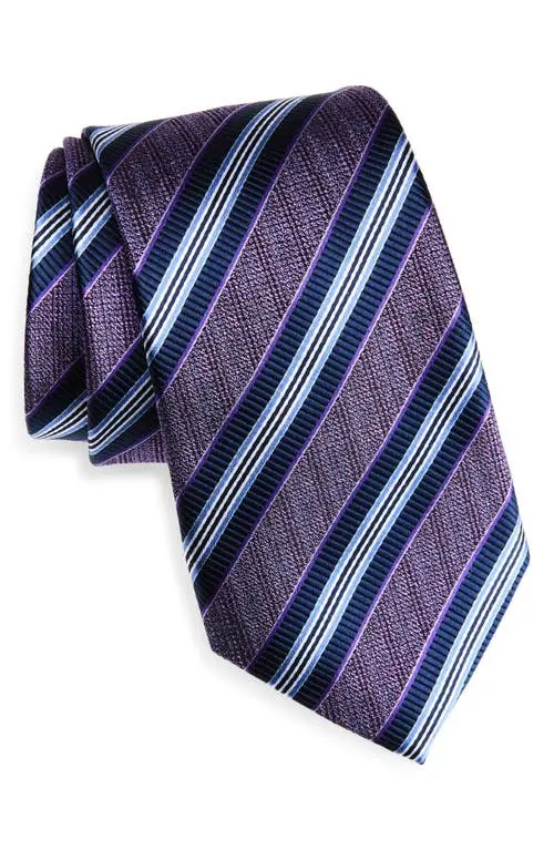 Nordstrom Stripe Silk Jacquard Neck Tie - Purple