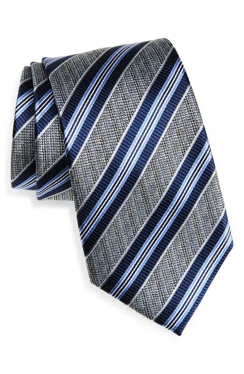 Nordstrom Stripe Silk Jacquard Neck Tie - Silver