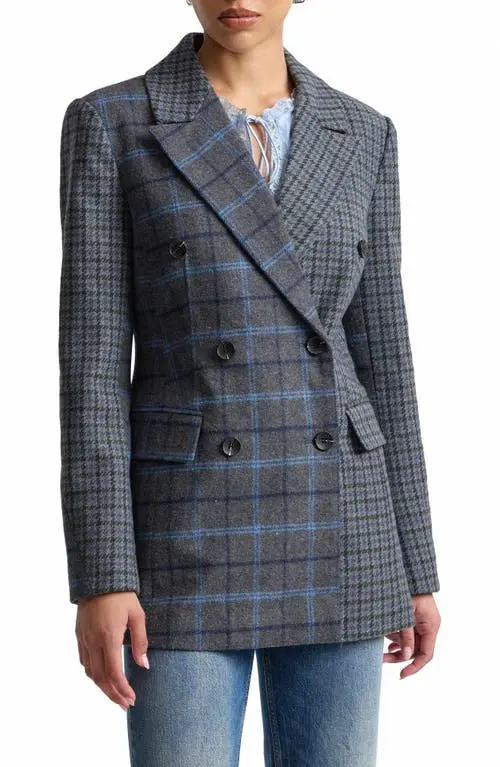 Avec Les Filles Plaid Double Breasted Blazer