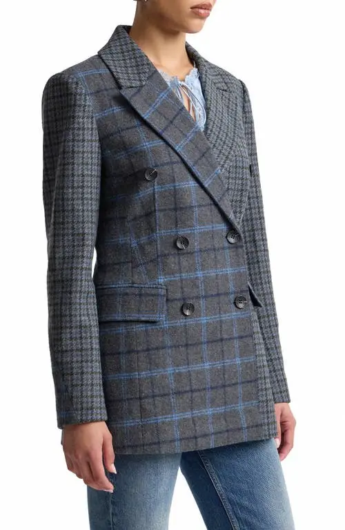 Avec Les Filles Plaid Double Breasted Blazer