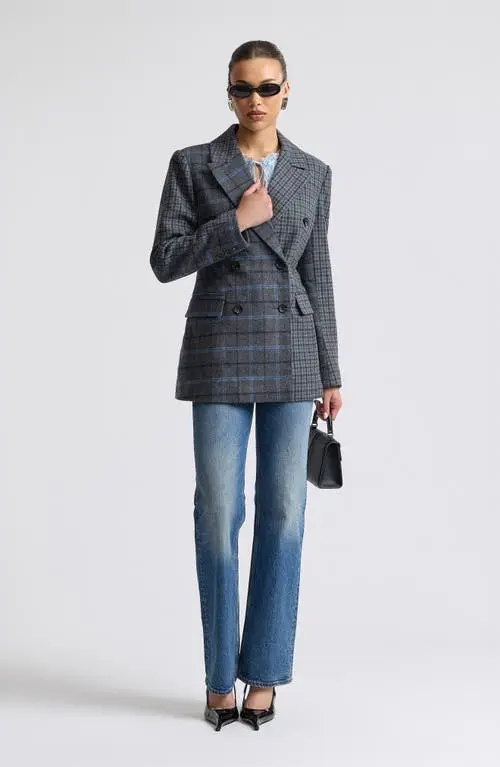 Avec Les Filles Plaid Double Breasted Blazer