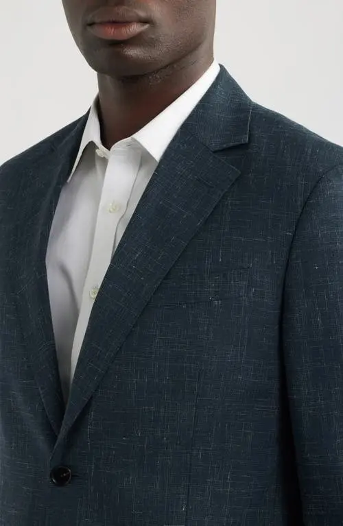 Nordstrom Anders Classic Fit Blue Crosshatch Wool & Linen Suit