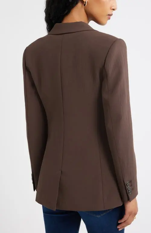 OPEN EDIT The Curator Fitted Blazer - Brown Seal