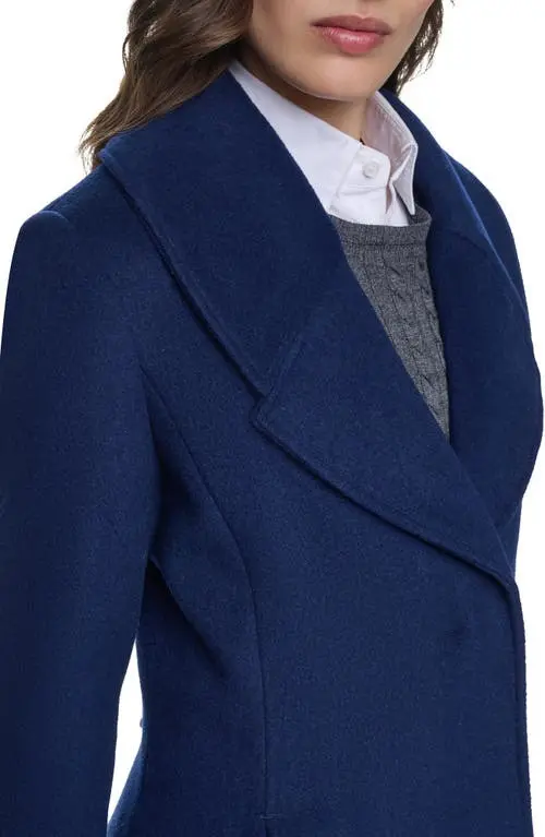 Cole Haan Oversize Collar Wool Blend Coat - Ink