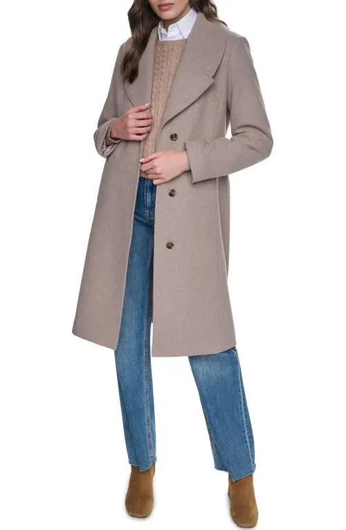 Cole Haan Oversize Collar Wool Blend Coat - Twig