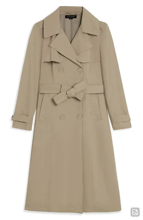 NOIZE Evelin Tie Waist Water Repellent Coat - Sand