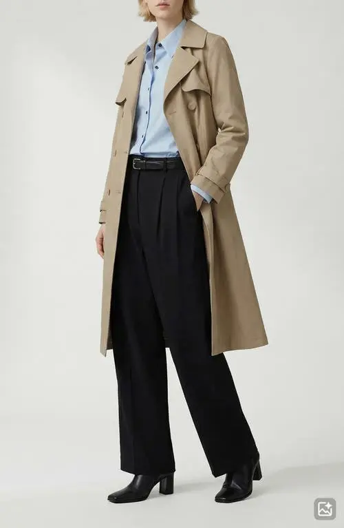 NOIZE Evelin Tie Waist Water Repellent Coat - Sand