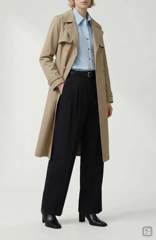 NOIZE Evelin Tie Waist Water Repellent Coat - Sand