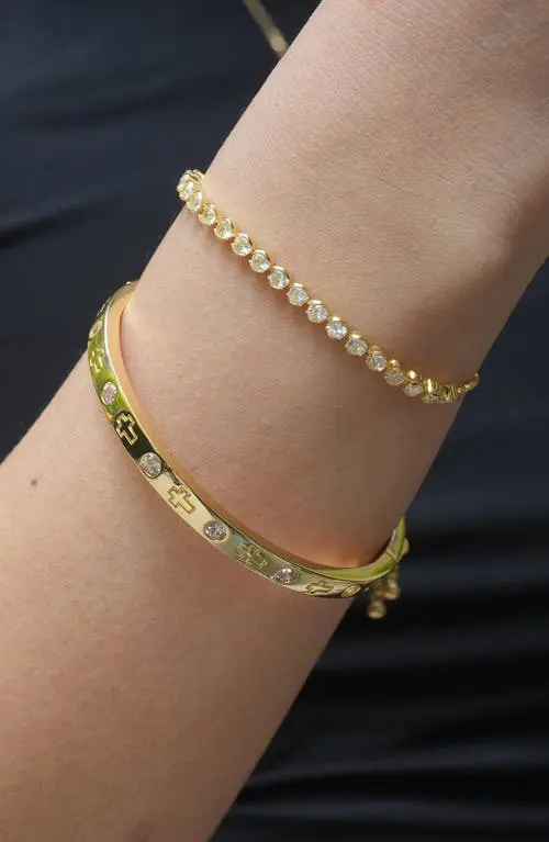 Argento Vivo Tennis Cross & Coin Pendant Bracelet Set