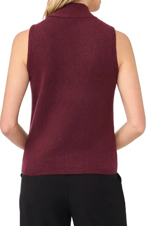 Vince Camuto Tie Neck Rib Sleeveless Sweater - Earth Red