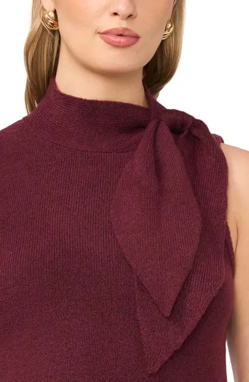 Vince Camuto Tie Neck Rib Sleeveless Sweater - Earth Red