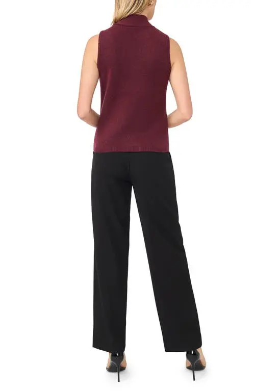 Vince Camuto Tie Neck Rib Sleeveless Sweater - Earth Red