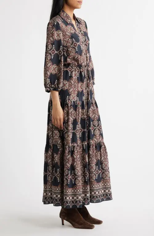 Julia Jordan Mixed Paisley Long Sleeve Shirtdress